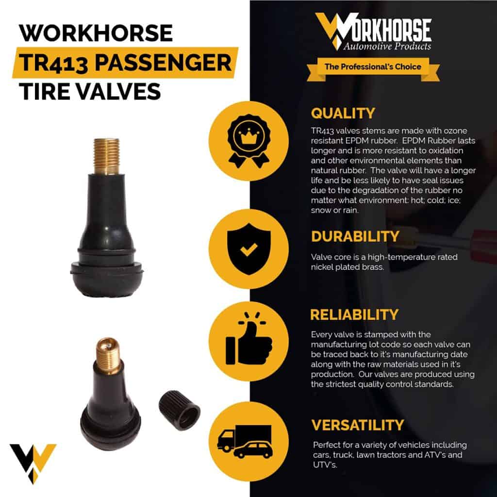 TR413 Passenger Tire Valves, Replacement Valve Stems Pack Of 100 ...