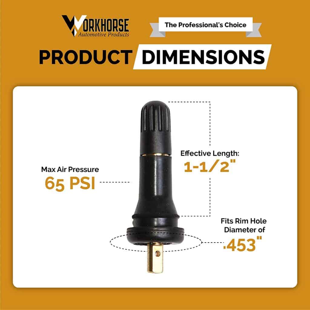 TPMS Rubber Snap-in Passenger Tire Valves 20018 Replacement Valve Stems ...