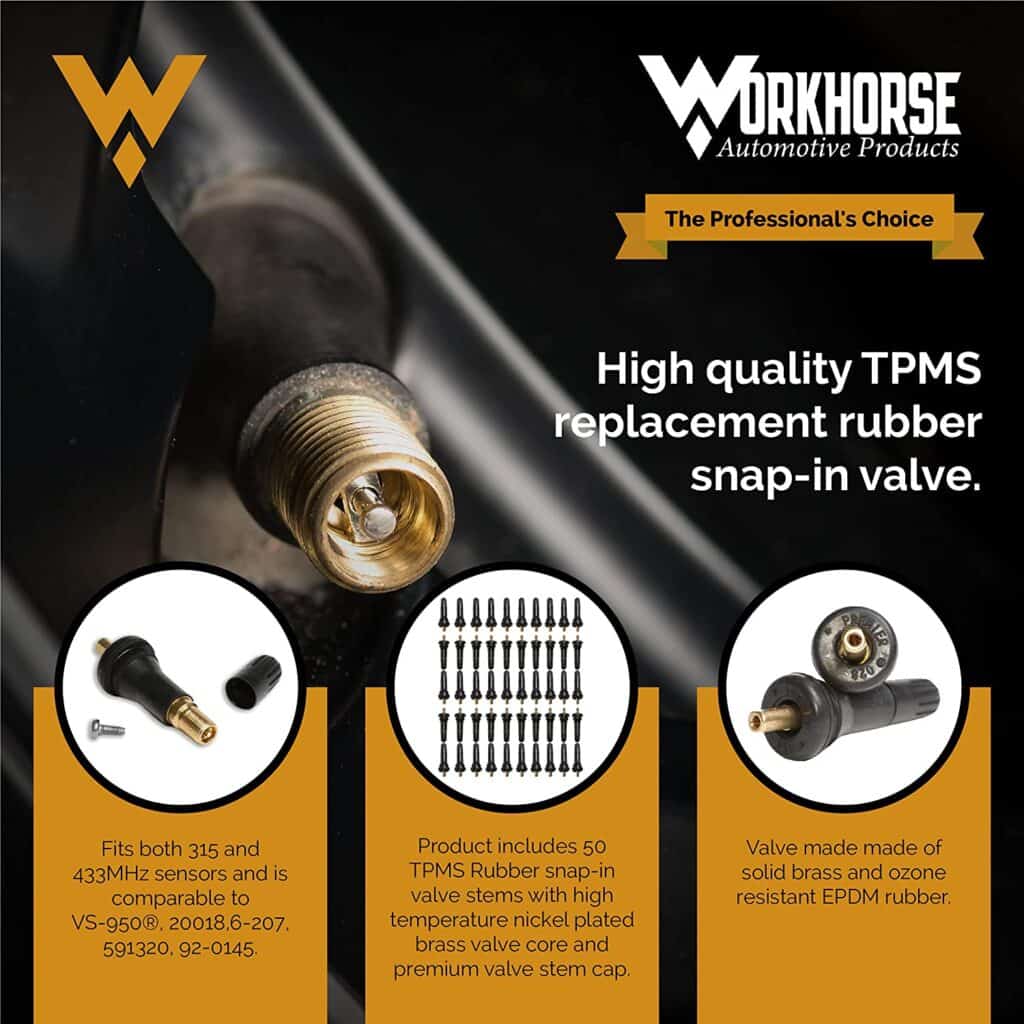 TPMS Rubber Snap-in Passenger Tire Valves 20018 Replacement Valve Stems ...