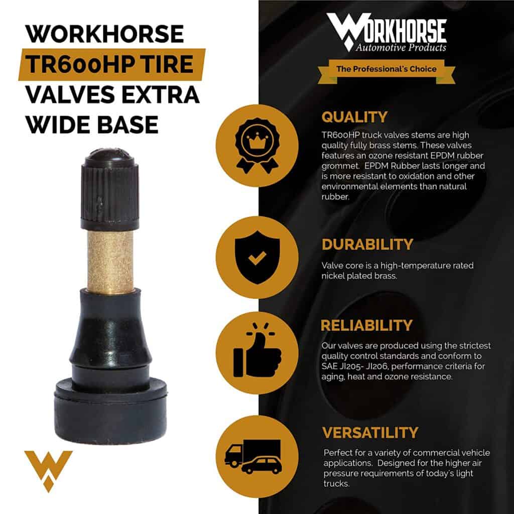 TR600HP Tire Valve Stems, Pack Of 50 - Workhorse Automotive Products