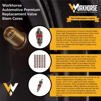 Premium Replacement High Temp Valve Stem Cores, Pack Of 100 - Workhorse ...